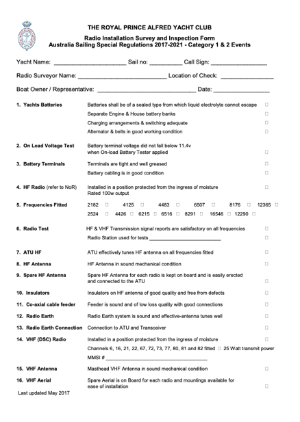 Regulations & Equipment Audit Forms - RPAYC